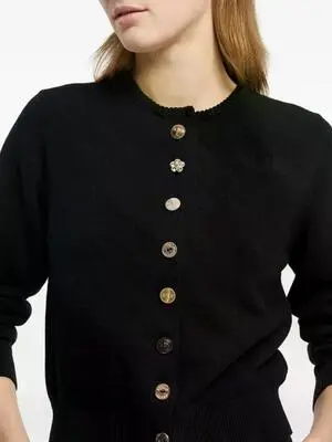 BARRIE Jeweled Button Cashmere Cardigan - Black