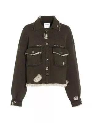 BARRIE Denim Fringed Jacket - Brown