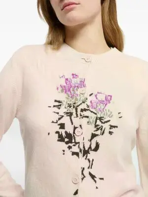 BARRIE Cashmere Cardigan With Floral Motif