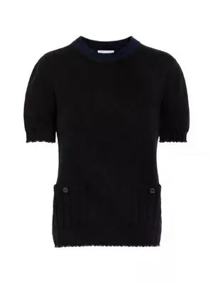 BARRIE Ribbed Detailing Top - Black