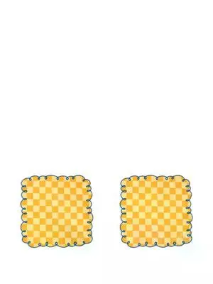 BITOSSI HOME Checked Embroidered Napkins - Yellow