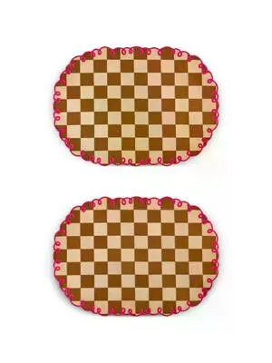 BITOSSI HOME Checkerboard Scalloped Placemats - Brown