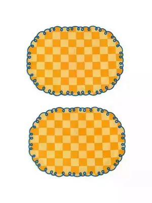 BITOSSI HOME Checkered Scalloped Placemats - Orange