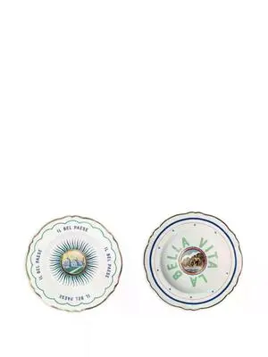 BITOSSI HOME Scalloped Printed Plate - White