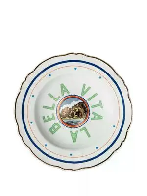 BITOSSI HOME Scalloped Printed Plate - White