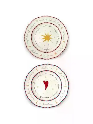 BITOSSI HOME Scalloped Printed Plate - White