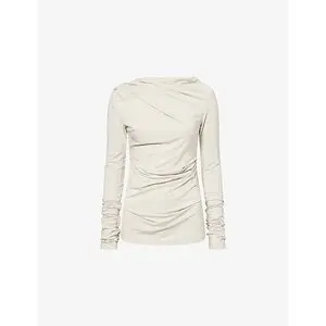 ENTIRE STUDIOS High-neck Draped Jersey Top - Stone