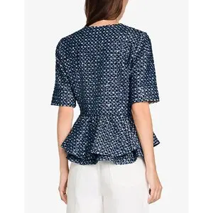 Sandro Sequin-embellished Peplum-hem Cotton Jacket
