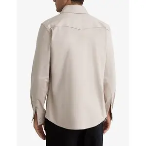 REISS Mcrae Patch-pocket Stretch-cotton Overshirt - Stone