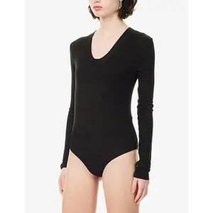 ENTIRE STUDIOS Round-neck Long-sleeve Knitted Bodysuit - Black