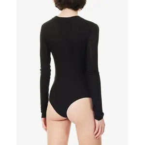 ENTIRE STUDIOS Round-neck Long-sleeve Knitted Bodysuit - Black
