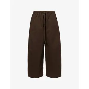 ENTIRE STUDIOS Loft Curved-hem Cotton Trousers - Brunette