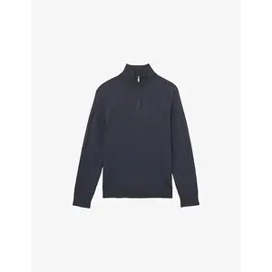 REISS Findlay Funnel-neck Wool Jumper - Airforce Blue