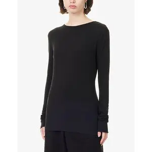 ENTIRE STUDIOS Sheer Long-sleeve Cotton-jersey T-shirt - Black