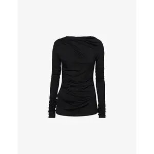 ENTIRE STUDIOS High-neck Draped Jersey Top - Black