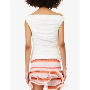 Simkhai Maisel Draped Cotton-popin Top - White