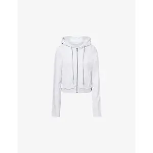 ENTIRE STUDIOS Zip-up Cropped Cotton Hoody - Heather Grey