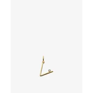 Monica Vinader Solitaire Diamond Initial V Pendant - Gold