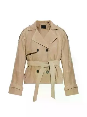 ALLSAINTS Reed Cropped Suede Trench Coat - Neutrals