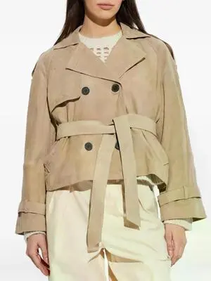 ALLSAINTS Reed Cropped Suede Trench Coat - Neutrals