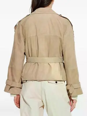 ALLSAINTS Reed Cropped Suede Trench Coat - Neutrals