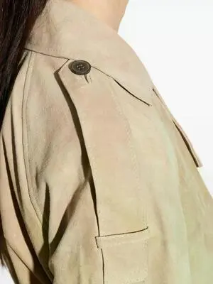 ALLSAINTS Reed Cropped Suede Trench Coat - Neutrals