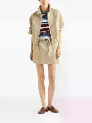 Prada Re-nylon Hooded Jacket With Drawstring Hem - Neutrals