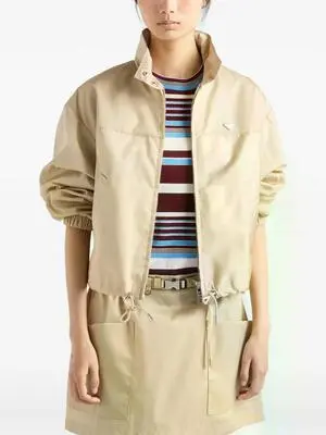 Prada Re-nylon Hooded Jacket With Drawstring Hem - Neutrals