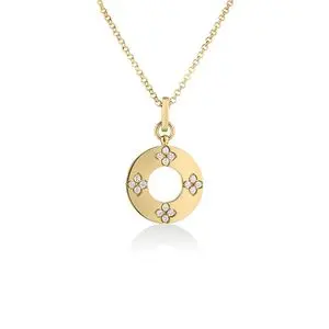 Roberto Coin 18k Yellow Gold Love In Verona Diamond Flower Circle Necklace - Yg