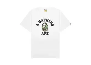 A BATHING APE Abc Camo College 1j30110005 Tee Shirt - White/green