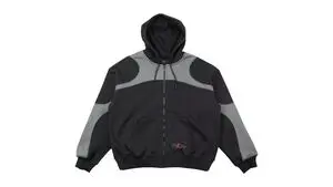 JORDAN Y2k Oversized Stretch Fullzip Hoodie - Black/iron Grey/gym Red