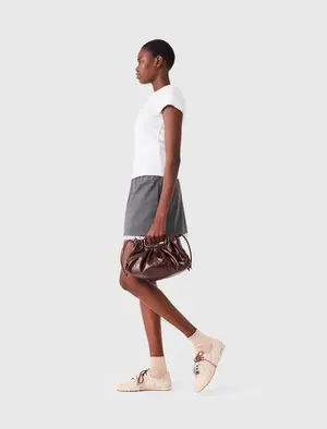 Maje Ribbed Cotton T-shirt With Clover Embroidery - White