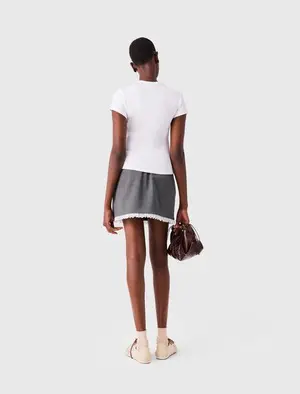 Maje Ribbed Cotton T-shirt With Clover Embroidery - White