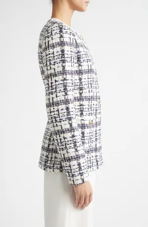 St. John Amara St. Tropez Plaid Tweed Jacket