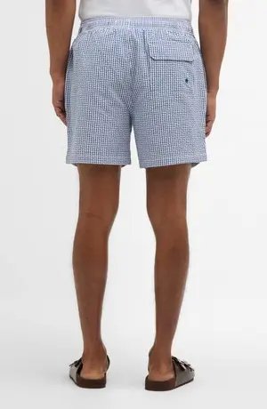 Barbour Gingham Seersucker Swim Trunks - Sailboat Blue