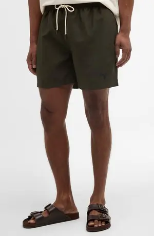 Barbour Water Reactive Tartan Swim Trunks - Olive