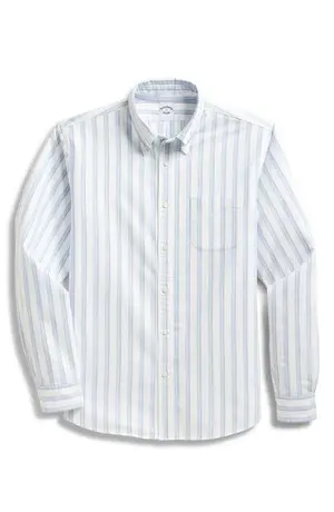 Brooks Brothers Stripe Oxford Cotton Button-down Shirt - Delphinium