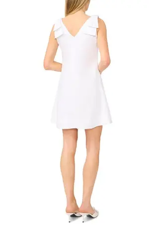 CECE DUPRAZ Bow Shoulder Shift Minidress - Ultra White