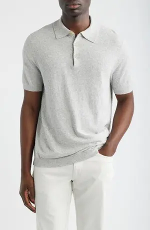 Scott Barber Solid Bouclé Polo - Silver