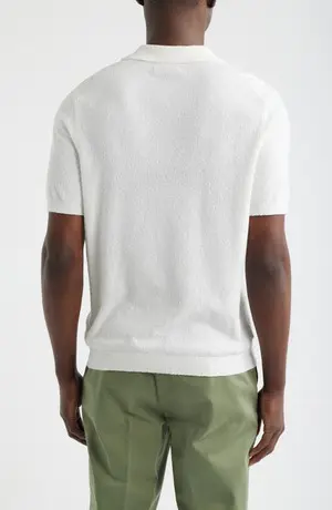 Scott Barber Solid Bouclé Polo - White