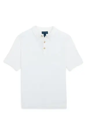 Scott Barber Solid Bouclé Polo - White