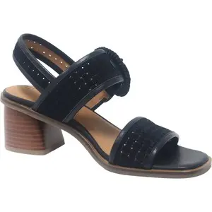 Gentle Souls Mystic Slingback Block Heel Sandal - Black Suede
