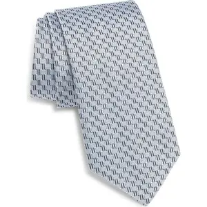 Canali Geometric Silk Neck Tie - Light Blue