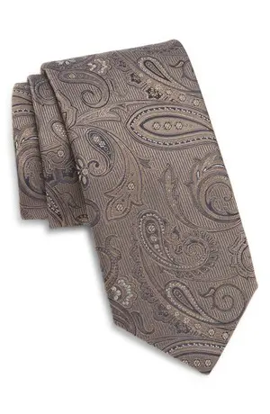Canali Paisley Silk Tie - Light Brown