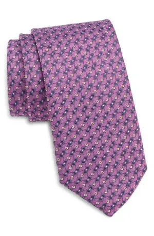 Canali Medallion Silk Jacquard Tie - Purple