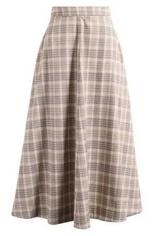 REFORMATION Peony Plaid Flare Skirt
