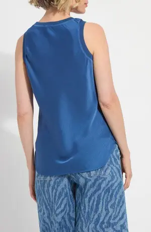 Lyssé Akemi Mixed Media Tank Top - Palermo Blue
