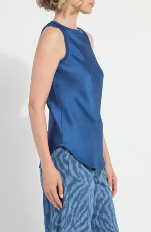 Lyssé Akemi Mixed Media Tank Top - Palermo Blue