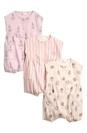 NEXT 3-pack Milk Club Rompers - Pink