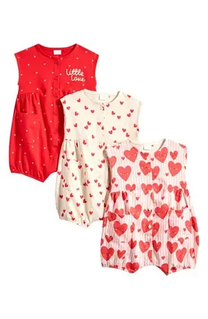 NEXT 3-pack Cotton Heart Rompers - Red